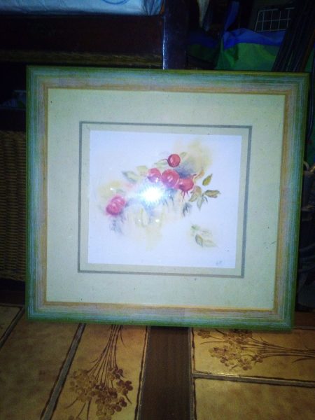 Tableau/cadre boule rouge cadre vert en bois - Mes-occasions.com